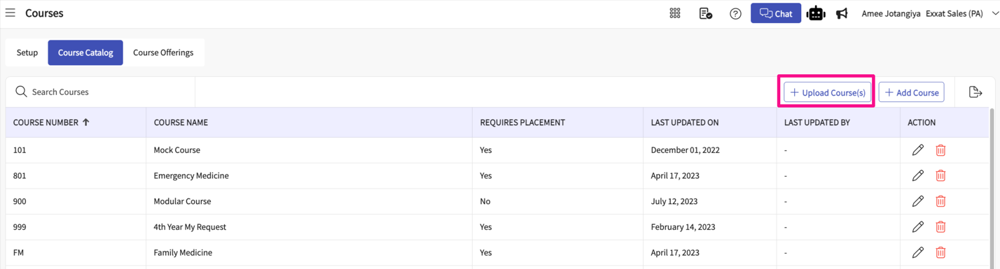 Adding, Editing & Deleting Courses for Curriculum Mapping – Exxat Adding, Editing & Deleting Courses for Curriculum Mapping – Exxat